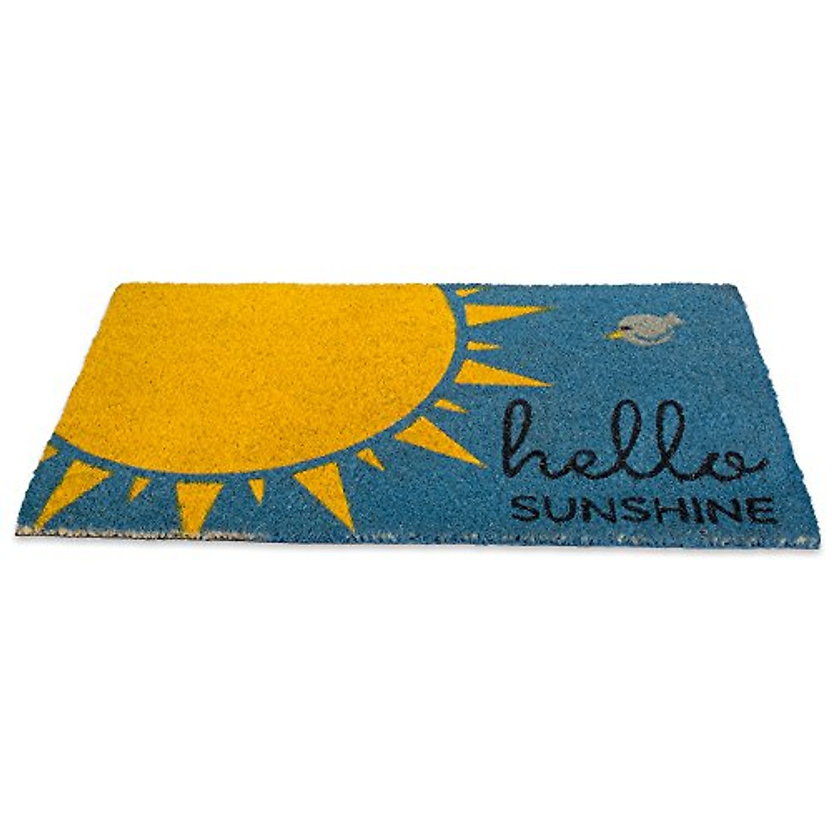 DII Natural Coir Doormat, Decorative Hello Mat, 17x29, Hello Sunshine, Blue