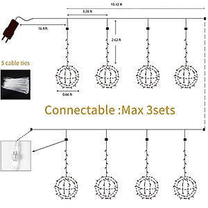 Outdoor Balls Lights Hanging Tree Garden Lights 4 Pack 7.87" Sphere Lights with Plug in Globe Lights Trees Garden Lights for Party Wedding Yard Garden Porch Patio Decoration(Warm White)