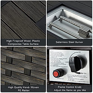 HOMREST Propane Fire Pit Table, Gas Fire Pits for Outside, 44 Inch 50,000 BTU Smokeless Firepit for Outdoor Patio, CSA Approved, Auto-Ignition Adjustable Flame, with Lid, Waterproof Cover, Glass Beads