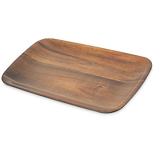 Carlisle FoodService Products Epicure Plastic Rectangle Tray, 13.875" x 7.75", Dark Woodgrain