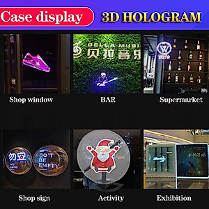 3D Hologram Fan WiFi Projector with 700 Video Library, Tabletop Holographic LED Ceiling Skylight Night Light for Halloween, Shop, Bar,Casino, Party Advertising Display 12.6 inch Missyou