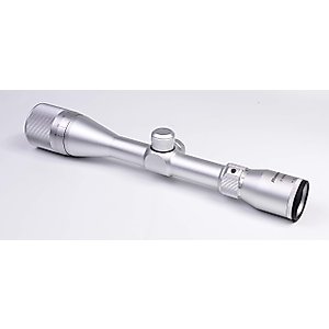 Stainless Silver Chrome Rifle Scope 3-9x40 AO Parallax Adjustable Objective with See-Thru Weaver Base Scope Rings