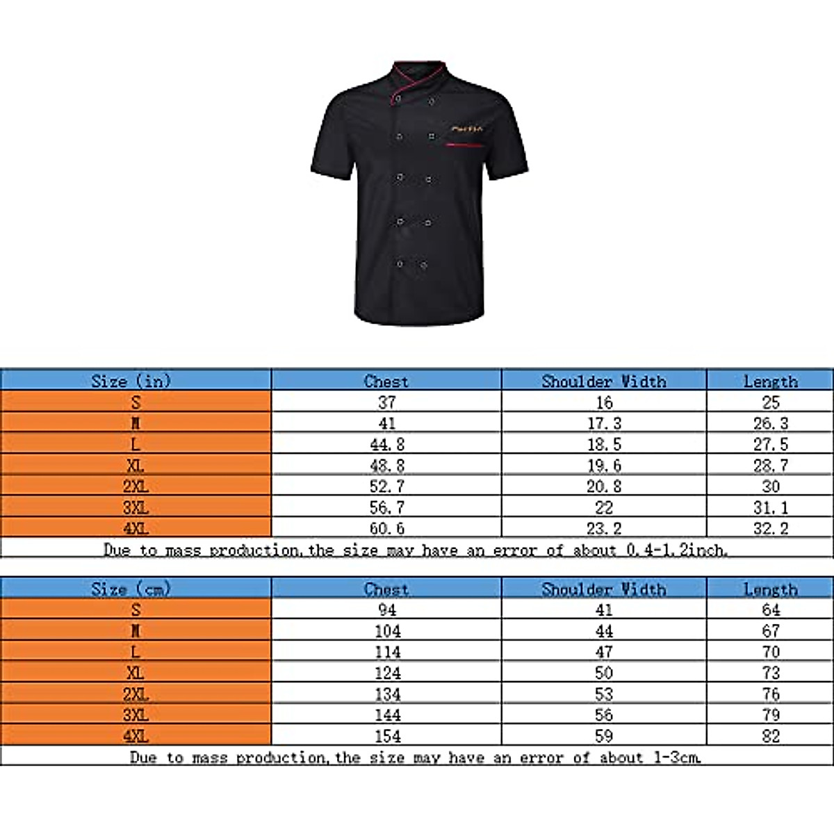 WintSallTab Personalized Chef Jacket Custom Short Sleeve Chef Coat Embroidered Name Chef Shirt Restaurant Work Uniform for Men Women X-Large