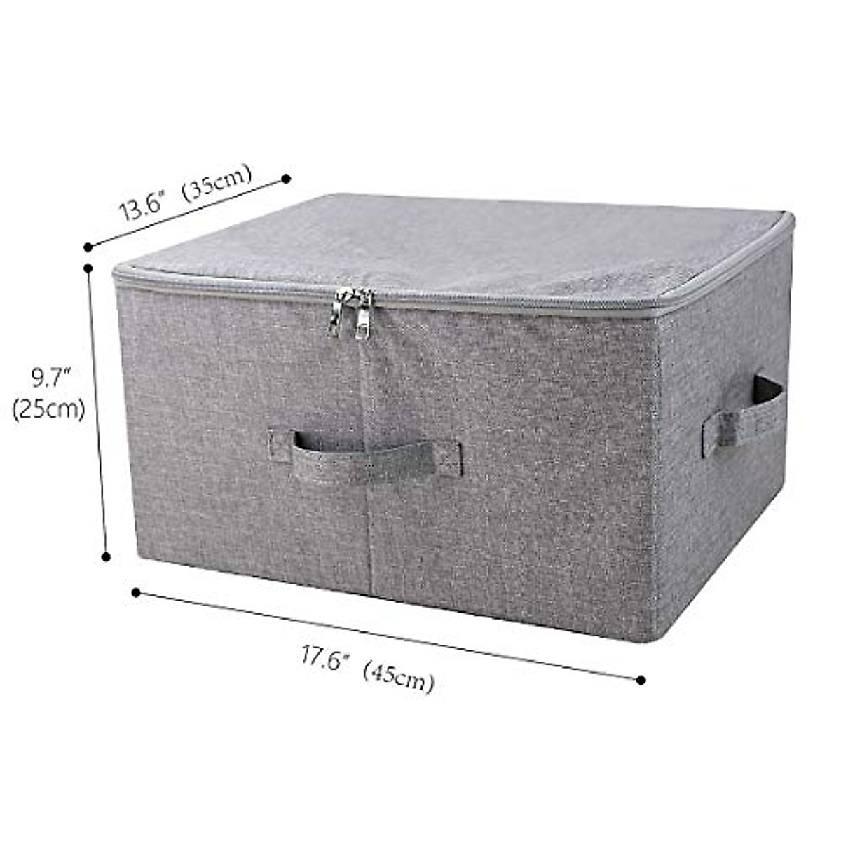 iwill CREATE PRO Folding Storage Box with Zip Lid and Handles, Storage Basket With Linen Fabric, Closet Shelf Drawers,Dark Gray, 2 pcs