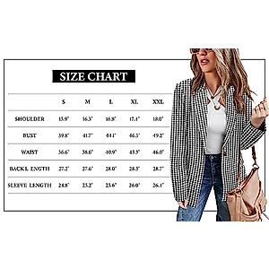 CRAZY GRID Women Casual Business Blazer Professional Work Blazer Jacket Ladies Stretch Long Sleeve Fashion Suit Jacket Plus Size XL Houndstooth