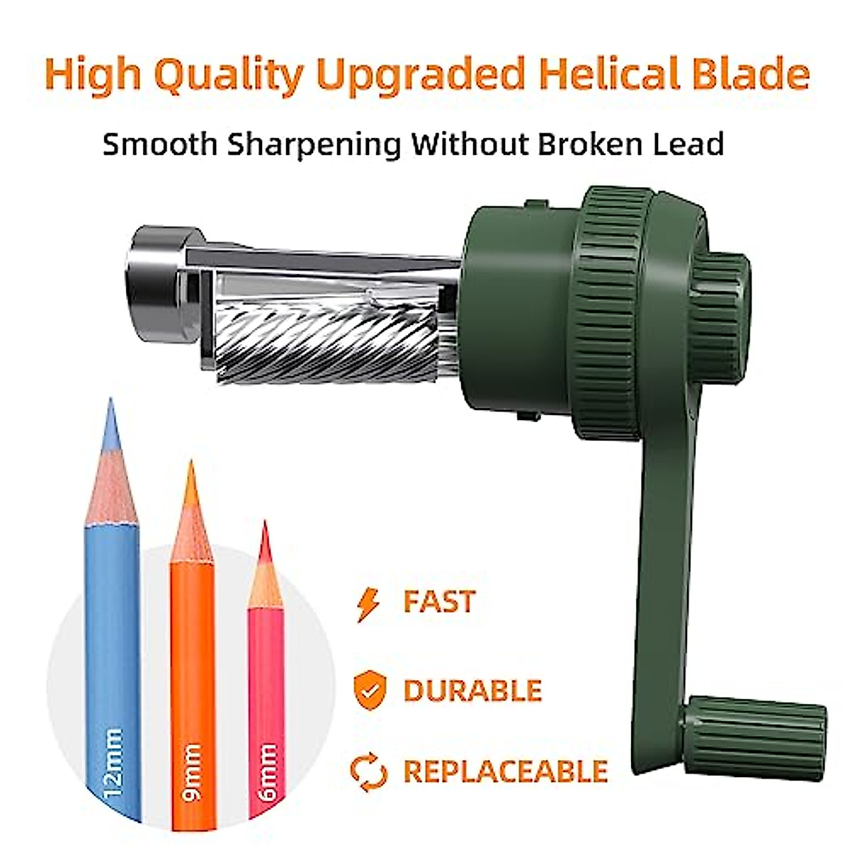 ZMOL Manual Pencil Sharpeners,Handheld Pencil Sharpener for Kids & Large Colored Pencils，Long Point Pencil Sharpener Artist，Jumbo Pencil Sharpeners for School Classroom