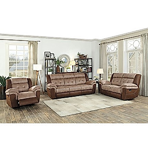 Homelegance Chai 91" Microfiber Double Reclining Sofa (Manual), Brown