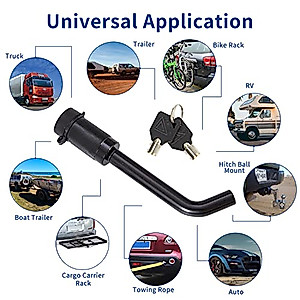 METOWARE Trailer Hitch Locks, 1/2" and 5/8" Diameter Dual Bent Pins for Class I-IV Hitches, Anti-Theft Hitch Lock for 1-1/4" 2" and 2-1/2" Receiver, Fits Towing Trailer Truck Car Boat RV (1 Pack)