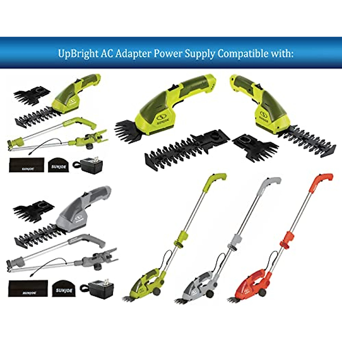 UpBright 9V AC/DC Adapter Compatible with Snow Joe Sun SunJoe HJ605CC HJ605CC-GRY HJ605CC-RED 7.2V Cordless Telescoping Grass Shear Hedge Trimmer HJ604C-CHRG 0.4A Class 2 Battery Charger Power Supply