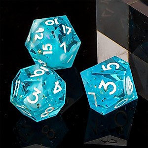 DND Polyhedral Dice Set RUNFNG Resin Sharp Edge D&D Dice 7PCS D+D Transparent RPG Dice for Dungeons and Dragons Accessories, Role Playing Table Game, Warhammer with Metallic Box