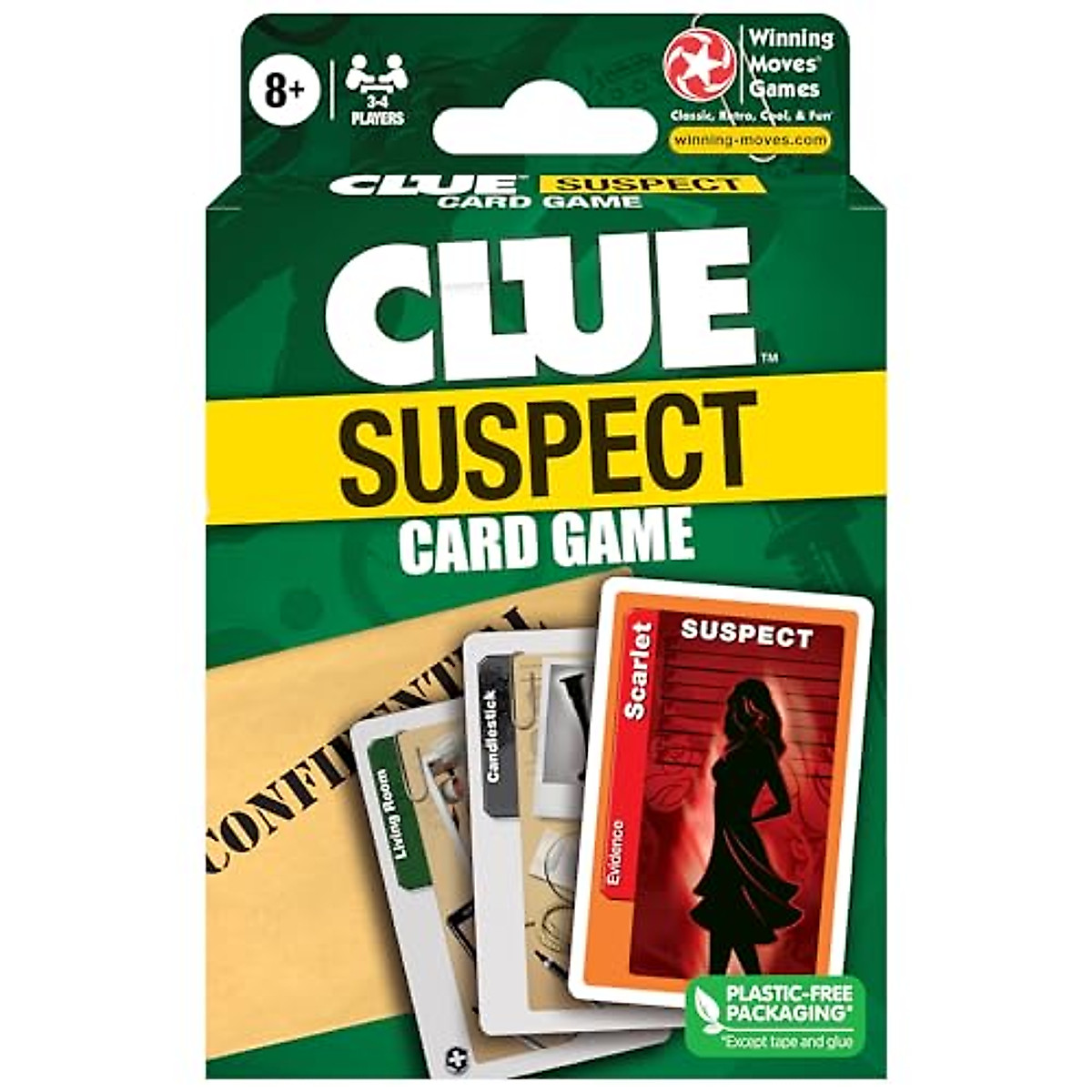 Clue Suspect Card Game - All The Fun of Clue - in Minutes!, Portable Card Game Edition of the Mystery Game Clue, for 3 to 4 Players, Ages 8+