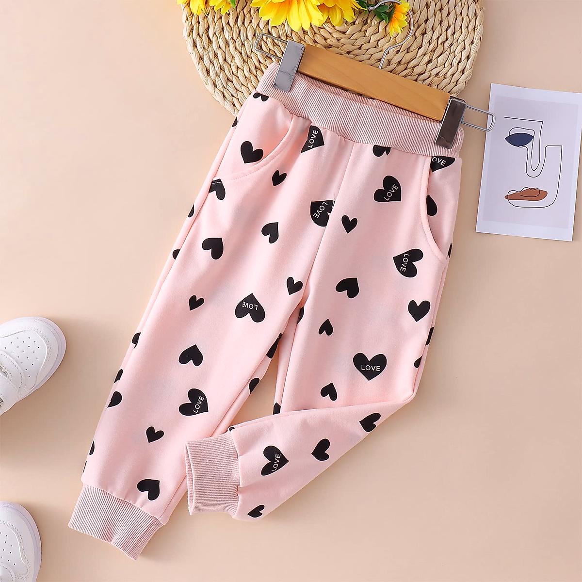 CM C&M WODRO Toddler Girls Clothing Sets Valentine Fashion Sweatshirts Baby Fall Winter Outfits Heart Print Top and Pants(Red,18-24 Months)