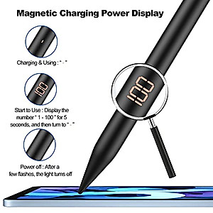 Zosylala 2nd Generation Stylus Pen for iPad with Wireless Charging,Palm Rejection,Digital Display,Compatible with Apple iPad Mini 6,iPad Air 4/5,iPad Pro 11 inch1/2/3/4,iPad Pro 12.9 inch3/4/5/6-Black