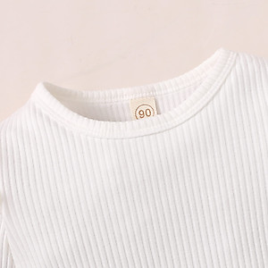 Fall Outfits for Girls Baby Knit Rib T-Shirt Top Kids Long Sleeve Suspenders Overalls Dress Skirt Headband Infant Toddler Winter Clothes Spring 1st Birthday Cake Smash Photo Shoot Pink 18-24 Months