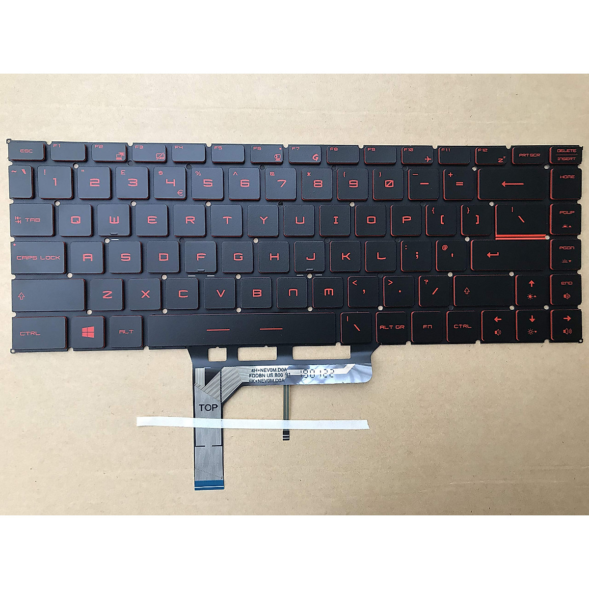 Original New for MSI GF65 Thin 9SD-252 15.6" Gaming Laptop Keyboard US with Backlit Red Letters