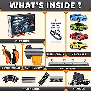 Atlasonix Slot Car Race Tracks Sets - Slot Cars, Race Tracks & Accessories Electric Race Car Track, Dual Electric Race Track for Girls & Boys Age 5 Years+