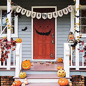 Halloween Banner – Trick or Treat Halloween Burlap Banner Pennant Garland Bunting for Fireplace Mantle Porch Party Decorations by Mandala Crafts