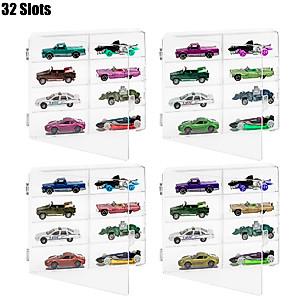 KISLANE Acrylic Display Case Compatible with Toy Cars, Matchbox Cars, 32 Slots Display Case for Toy Cars, Matchbox Cars(Extra Large-32 Slots)