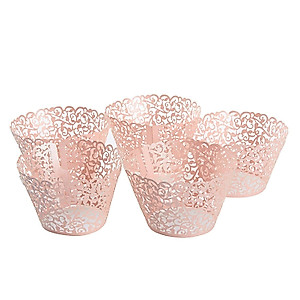 YOZATIA Vine Cupcake Wrappers, 60PCS Lace Cupcake Liners for Regular Sized Cupcake (Pink)