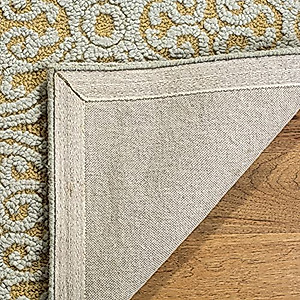 SAFAVIEH Cambridge Collection 4' Square Blue/Gold CAM234A Handmade Moroccan Premium Wool Area Rug