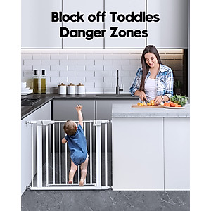 Ciays 29.5” to 37.8” Safety Baby Gate, Extra Wide Auto-Close Dog Gate for Stairs, Easy Walk Thru Indoor Pet Gate for Doorways and Rooms,30in Tall, White