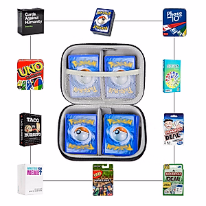 Fhomiz Trading Card Storage Case - Hard-Shell Holder for PTCG, MTG, SKYJO - Holds 400+ Cards - Gift for Boys & Girls (Black) (Black)