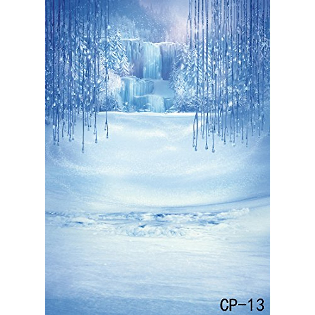 LYWYGG 5x7ft Winter Backdrop Ice and Snow White World Photography Backdrops Background Christmas Winter Frozen Snow Ice Crystal Pendant World Backdrops for Children Photo Studio Props Backdrop CP-13