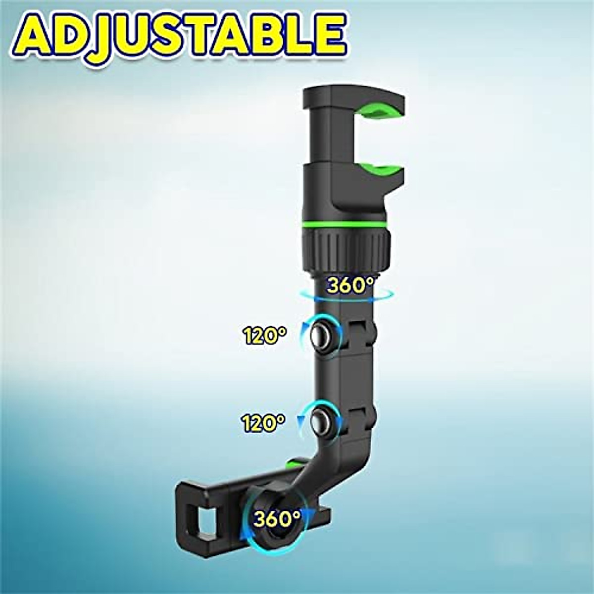360° Car Rearview Mirror Mount Stand Holder for Cell Phone and Gps, 2023 New Universal Adjustable Phone Holder, Can Be Fixed and Adjusted Automobile Cradles, Suitable for All Phone Models (Green)