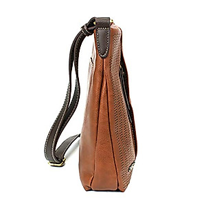 CHALA Laser Cut Crossbody Faux Leather - Metal Feather - Brown