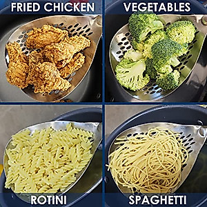 KAYCROWN Skimmer Slotted Spoon, 304 Stainless Steel Skimmer Ladle Skimmer Spoon Spider Strainer for Cooking and Frying, Pasta Strainer Spoon Frying Spoon Kitchen Cooking Colander Spoon