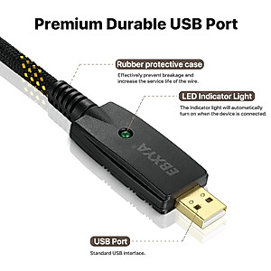 EBXYA USB Guitar Cable 10 Ft, Gold Plated 1/4 Inch Plug to USB Interface Cable Professional Guitar Bass to PC USB Recording Cord Adaptor 3M/10 Feet