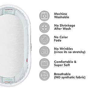 Jersey Knit Bassinet Sheet Set, Suitable for Cradles and Moses Baskets, Fitted Stretch, Fits Most Mattresses and Pads, Soft Material, for Boys and Girls, 30" x 16" x 2", White, 2 Pack