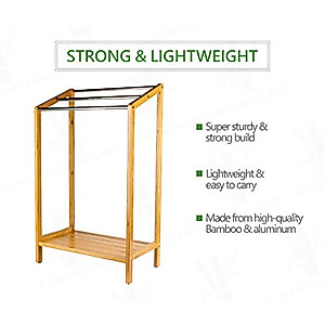 Bamboo Land- Bamboo Freestanding Towel Rack for Bathroom, Bathroom Hand Towel Holder, Outdoor Towel Rack for Pool, Standing Towel Rack, Towel Racks for Bathroom Freestanding, Towel Holder Stand