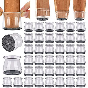 BUMACO 40Pcs Chair Leg Floor Protectors Silicone Covers to Protect Floors, Circular,Round,Square (Large Clear Fit 1.3"-2")