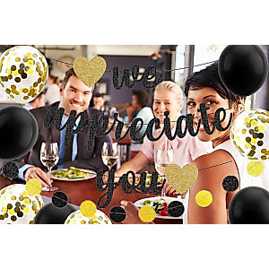 We Appreciate You Banner Thank You Appreciation Theme Party Decoration for Employee Doctor Nurse Parents Teacher Coworker Staff Hanging Garland Kit Balloons Bunting Office Supplies Photobooth Backdrop