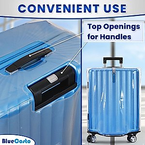 BlueCosto Luggage Cover for Suitcase - 24" Clear PVC Luggage Protector for 24" - 25" Sized Bags - Premium Travel Accessory for Baggage Protection - Universal Cover w/Hook & Loop Closure