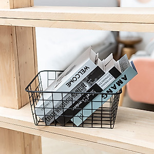 Pantry Organization and Storage 5 Pack , Wire Storage Baskets for Kitchen, Laundry, Garage, Fridge, Bathroom Countertop Organizer,Black