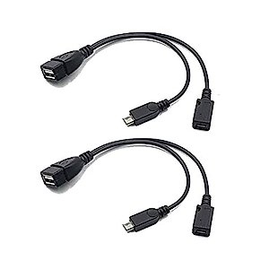 2 Pack OTG Cable Replacement for Fire Stick 4K, Compatible Samsung Galaxy, Amazon Fire TV, Compatible with LG HTC Android Phone Tablet Micro USB Host with Micro USB Power