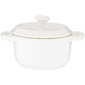 STAUB Ceramics Mini Round Cocotte Set, 3-piece, Rustic Ivory