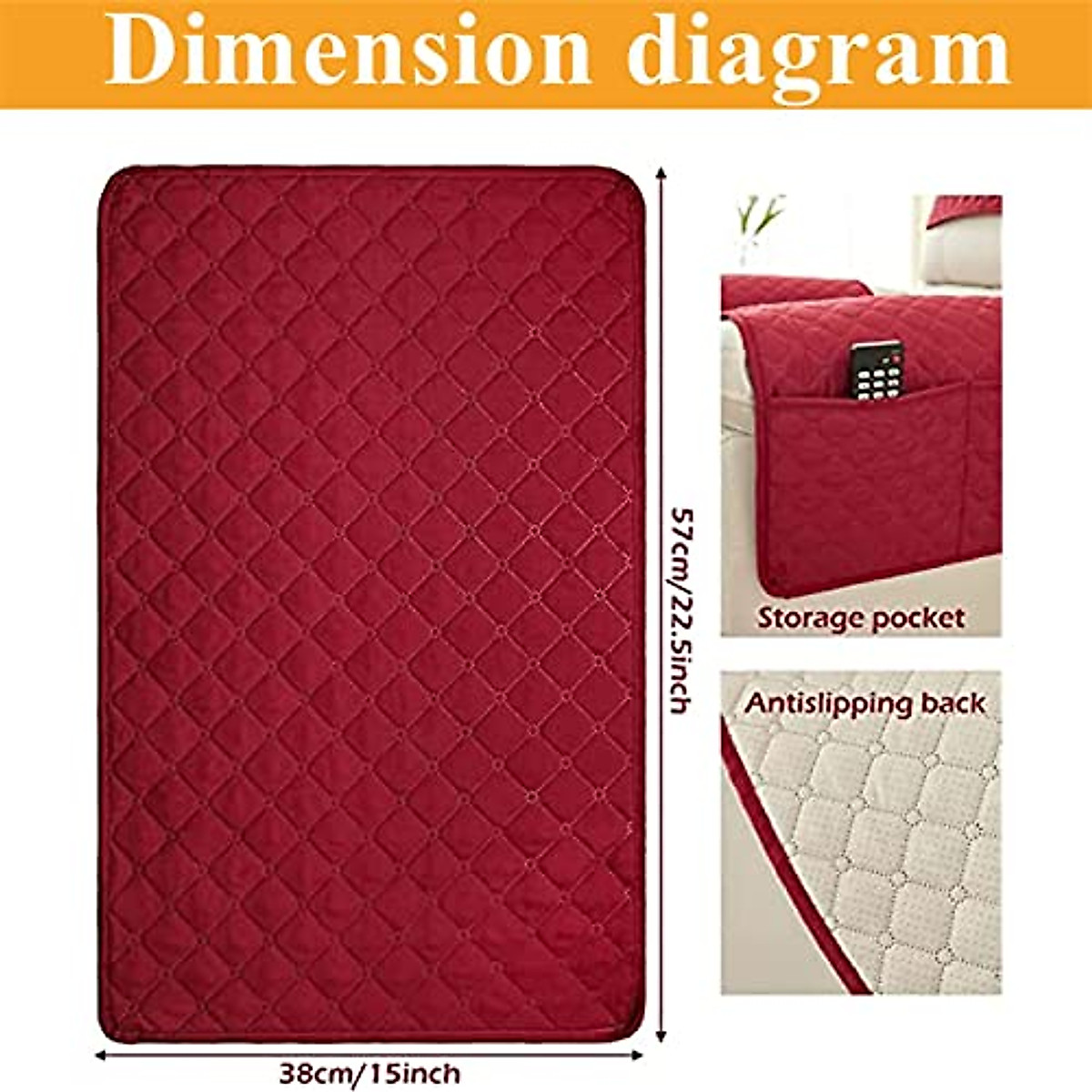 EXTLEZSA Sofa Armrest Cover, Headrest Cover for Recliner Chair Arm Cover,Armchair Slipcover Nonslip Quilted Furniture Protector for Pets Leather Sofa Couch (Dark Gray,1 Person (Set of 3))