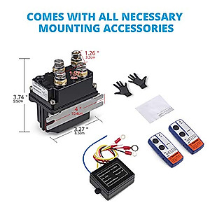 WATERWICH 12V 500A Winch Solenoid Relay Contactor+2pcs Wireless Winch Remote Control Kit with 6 Protecting Caps Universal for Truck Jeep ATV SUV 5500-12000lbs Winch