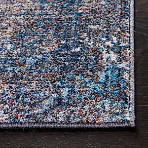 SAFAVIEH Monray Collection Accent Rug - 3' x 5', Blue & Multi, Modern Abstract Distressed Design, Non-Shedding & Easy Care, Ideal for High Traffic Areas in Entryway, Living Room, Bedroom (MNY651E)