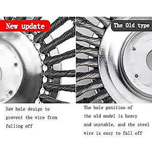 BGTOOL 6 inch Rotary Weed Brush Joint Twist Knot Steel Wire Wheel Brush Disc Trimmer Head 25.4mm x 150mm Universal fit Straight Shaft Trimmer for Sthil Honda etc (Steel, 6 inch)