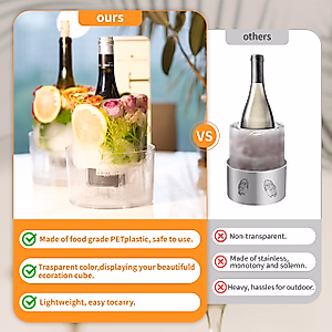 Ice Molds, Ice Bucket, Ice Mold Wine Bottle Chiller, DIY Champagne Cocktails Clear Bucket Freezer Chiller, Any Floral or Fruits Decoration for Party, Wedding and Celebration, Beautiful with Creative