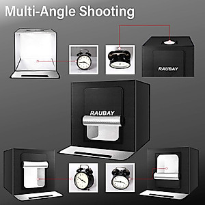 【Upgraded LED】 RAUBAY Photo Studio Light Box,20"x20" Portable Lightbox Shooting Tent for Product Photography, with Dimmable LED Lights and 6 PVC Backdrops