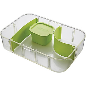 PackIt Flex Bento Food Storage Container, Lime Punch, Shatterproof Crystal Clear Base, with Leak-resistant Lid, Flexible Dividers, Microwavable, Dishwasher Safe, Perfect for Customizing Lunch