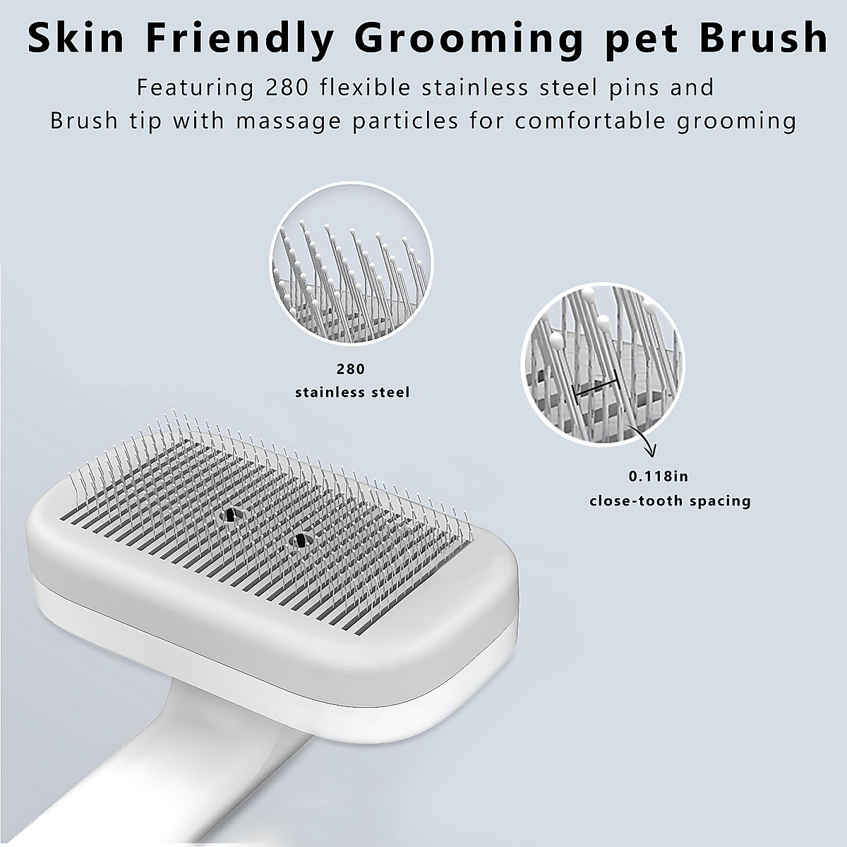 Cat brush with negative ions,Self Cleaning Slicker Brush for Dogs & Cats with Release Button,Cat Brush for Long or Short Haired Cats,Cat Brushes for Indoor Cats Shedding,Calming dogs and cats