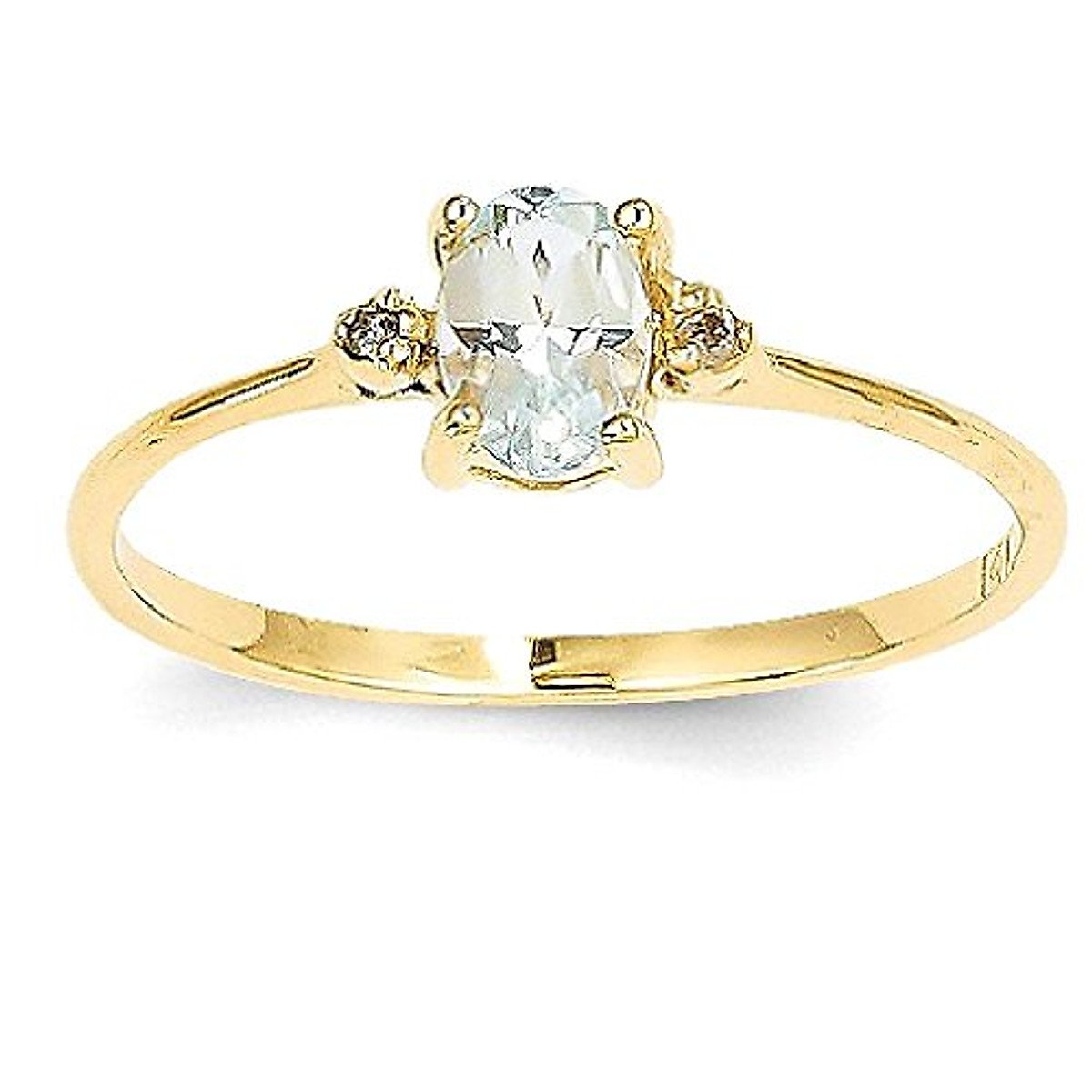 IceCarats 14K Yellow Gold Diamond Blue Aquamarine Ring March Birthstone Jewelry Size 6