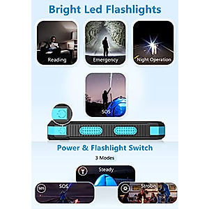 Portable Charger Solar Power Bank 25000mAh Waterproof External Battery Pack with Dual 5V USB Outputs for All Cellphones, Tablets Electronic Devices, Bright LED Flashlight Perfect for Camping & Hiking