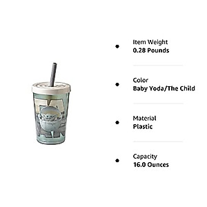 Zak Designs Star Wars The Mandalorian Double Wall Tumbler with Lid and Straw Made of Break-Resistant Plastic (Baby Yoda/The Child, 13oz, BPA Free) (SWSD-V540)